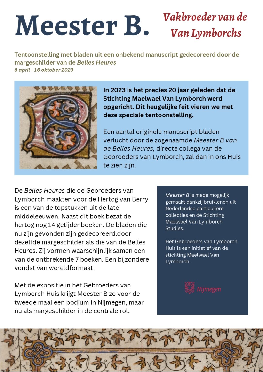 Expo – Meester B – Gebroeders van Lymborch
